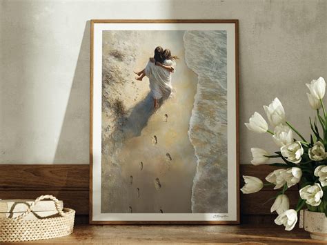 He Carried Me Handmade Fine Art Print Jesus Christ Portrait