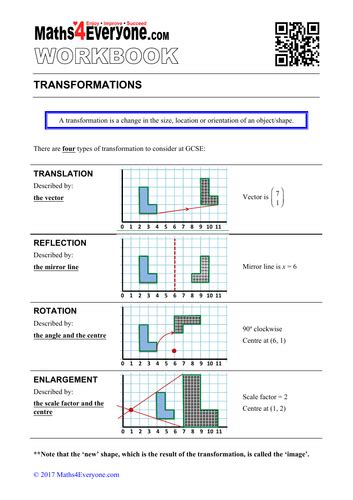 Transformations Workbook With Solutions Teaching Resources