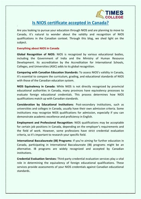 Ppt Is Nios Certificate Accepted In Canada Powerpoint Presentation Id 12547934