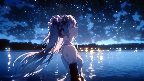 初音未来 湖畔 星辰 4k 动漫 女孩 美女 4k壁纸壁纸下载 壁纸汇