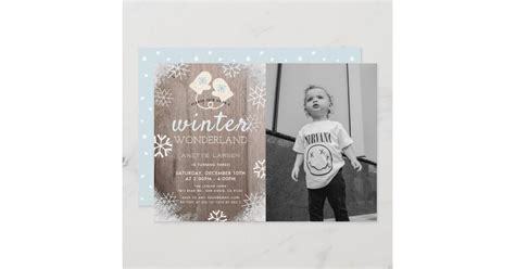 Winter Wonderland Boy Photo Birthday Invitation Zazzle