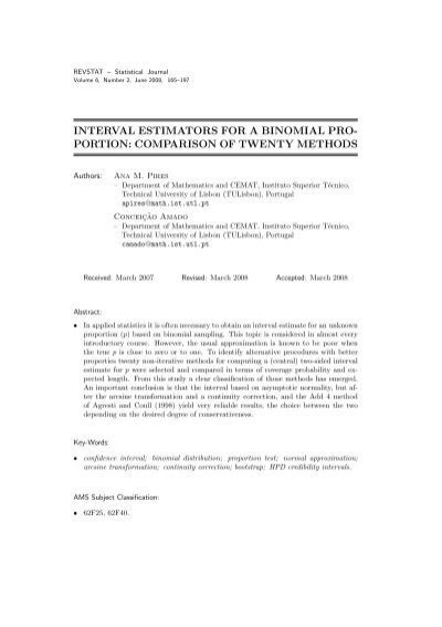 Interval Estimators For A Binomial Proportion Comparison Of Ine