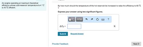 Solved An Engine Operating At Maximum Theoretical Efficiency Chegg