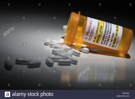 Hydrocodone Pills And Prescription Bottle With Non Proprietary Label No Model Release Required
