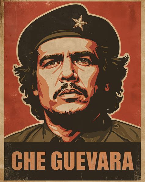 Che Guevara Bold Portrait Vintage Revolutionary Wall Art Etsy