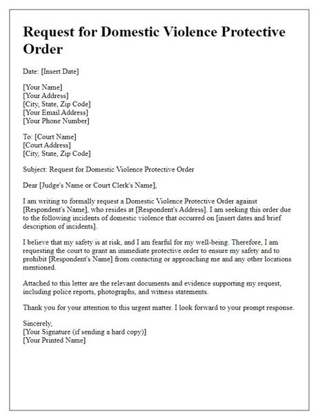 Letter Template For Domestic Violence Protection Free Samples In Pdf