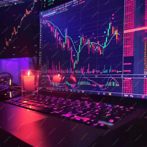 Stock Market Trading Chart On Computer Screen With Candlelight