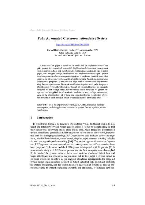Pdf Fully Automated Classroom Attendance System