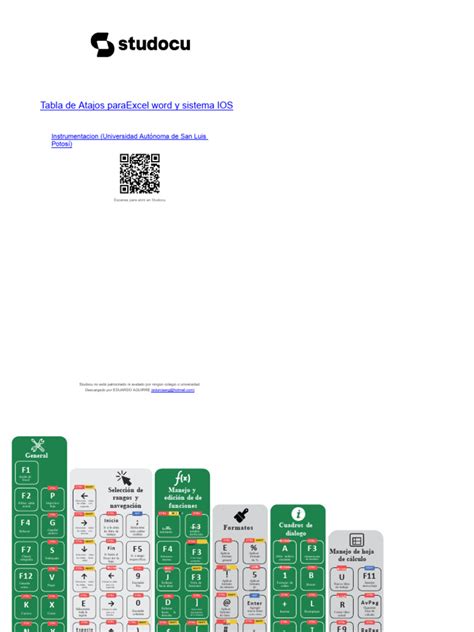 Tabla De Atajos Para Excel Word Y Sistema Ios Descargar Gratis Pdf Microsoft Excel