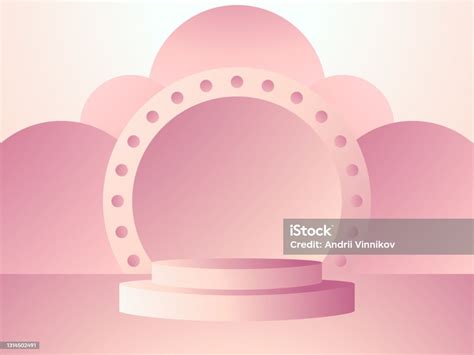 기하학적 모양의 미니멀 한 스타일로 3d 연단 제품 프레젠테이션을 위한 그라데이션 연단 광고 받침대 레이아웃 벡터 일러스트레이션
