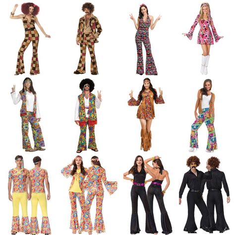 Retro 60s 70s Hippie Cosplay Carnival Halloween Costume For Men Women