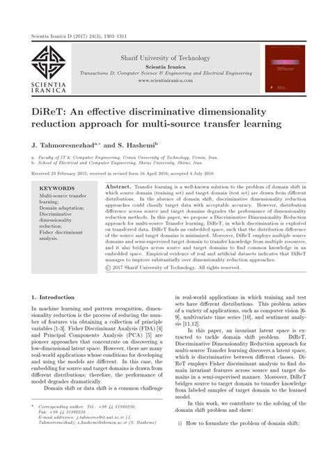 Pdf Diret An Effective Discriminative Dimensionality Reduction Approach For Multi Source