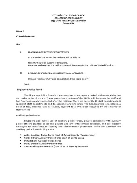 Police Model Lea 2 Module 4 Singapore Pdf Police Criminal Justice