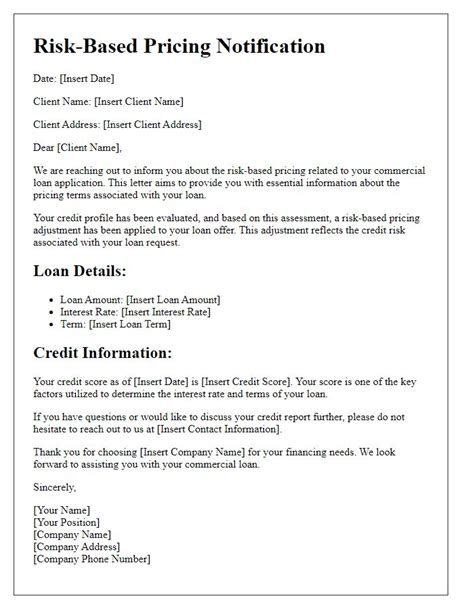 Letter Template For Risk Based Pricing Notice Free Samples In Pdf