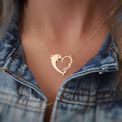Personalized Heart Necklace Heart Engraved Necklace Heart Etsy Gold