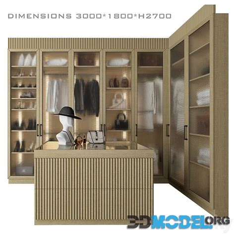 3d Model Corner Dressing Room With An Island 3