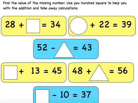 Missing Number Problems Teaching Resources