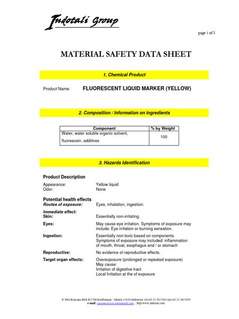 Msds Yellow Marker Download Free Pdf Water Firefighting