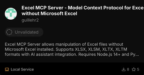 Excel Mcp Server 用於無微軟 Excel 的模型上下 · Lobehub