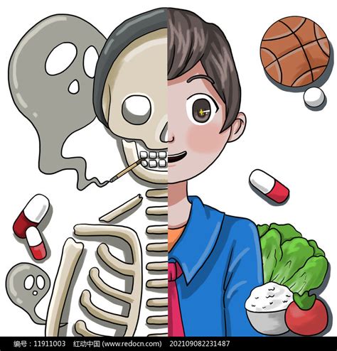 卡通版禁毒禁毒日半健康半毒元素图片下载红动中国