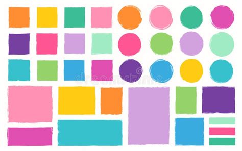 Vector Rectangle Circle And Square Text Box Shapes With Rough Edges Colorful Doodle Graphic
