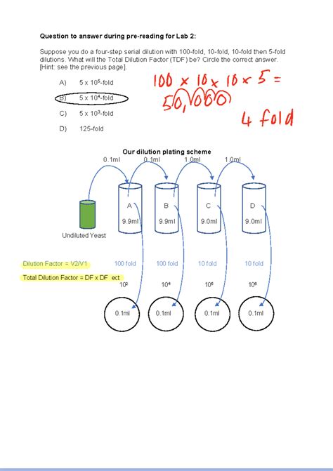 1 Serial Dilution Calculations Dilution Plating Questions Question