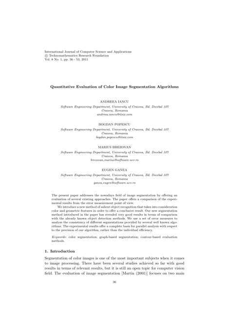 Pdf Quantitative Evaluation Of Color Image Segmentation Algorithms