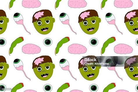 Zombie Pattern With Brains Eyeballs And Limbs Stock Illustration