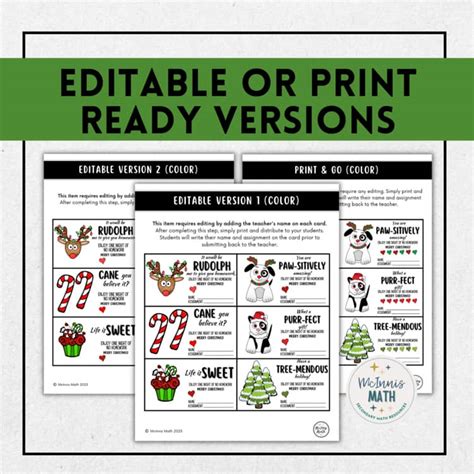 Christmas Themed Homework Pass Editable Or Print And Go By Mcinnis Math