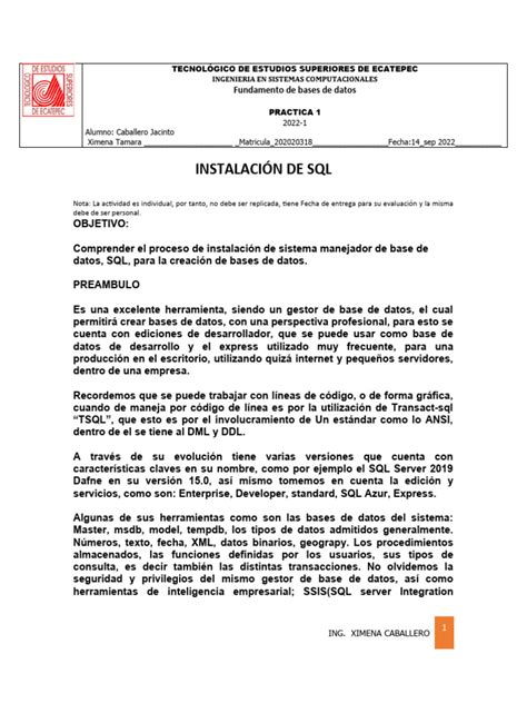 1 Practica Descargar Gratis Pdf Mi Sql Servidor Sql De Microsoft