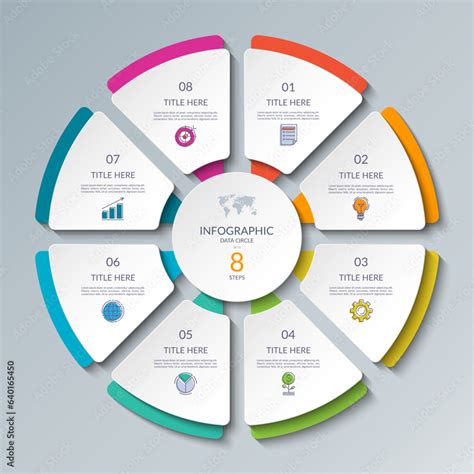 Vector Infographic Circle Cycle Diagram With 8 Steps Round Chart That