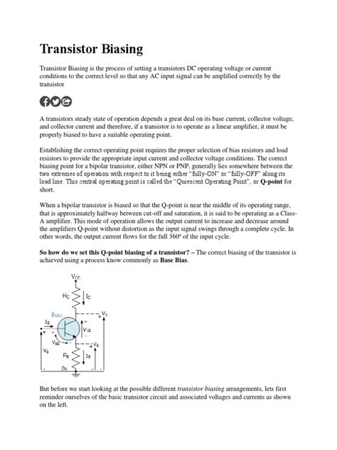 Biasing Point Transistor Transistor Biasing Circuit Sujl