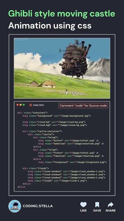 ghibli style moving castle animation using css😱😱😱😱 coding pythonanddjangofullstackwebdeveloper
