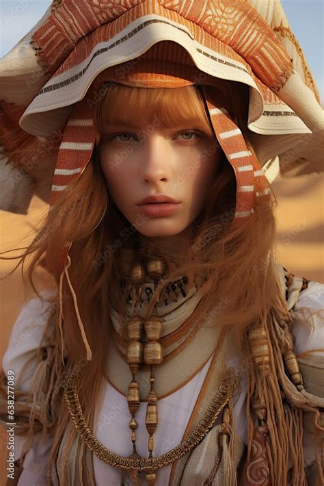 Beautiful Tribal Warrior Woman Stands Outdoors Wearing A Stylish Hat