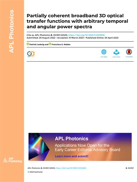 Pdf Partially Coherent Broadband 3d Optical Transfer Functions With