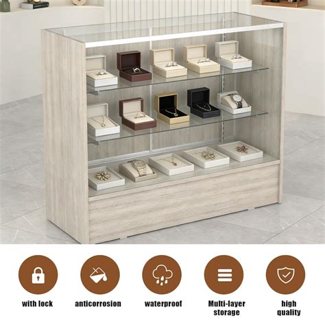 Led Lighted Retail Display Showcase Tempered Glass Locking Etsy