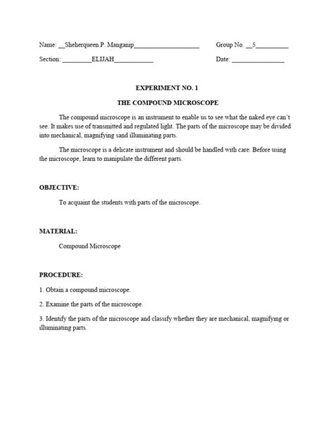 Understanding Compound Microscope Parts Pdf Microscope Eye