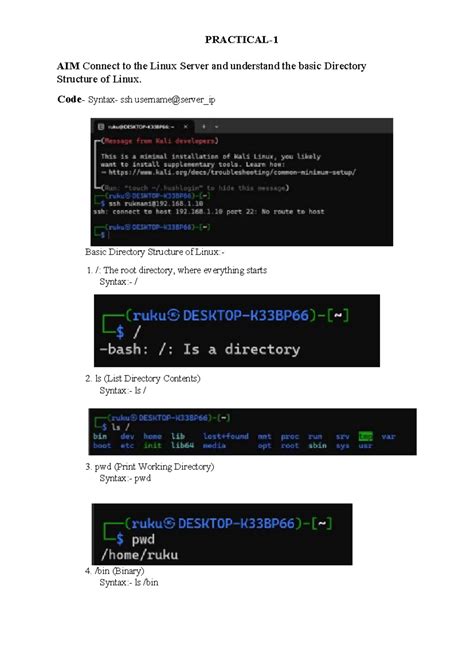 Os Practicals Os Practical Practical Aim Connect To The Linux Server And Understand The