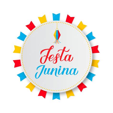 Festa Junina Napis Z Flagami I Latarniami Na Płytce Papierowej Brazylia
