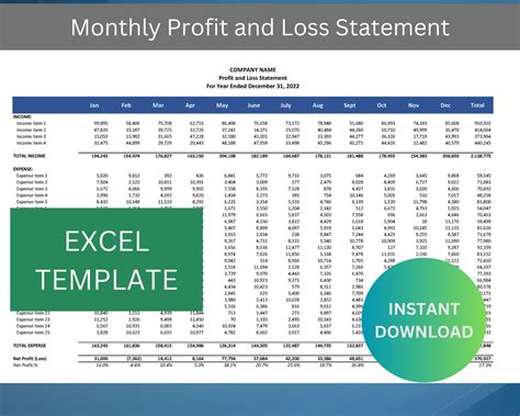 Monthly Income Statement Template Excel Business Templates Monthly