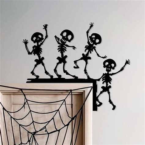 Dancing Skeleton Metal Door Corner Sign Halloween Decor Etsy