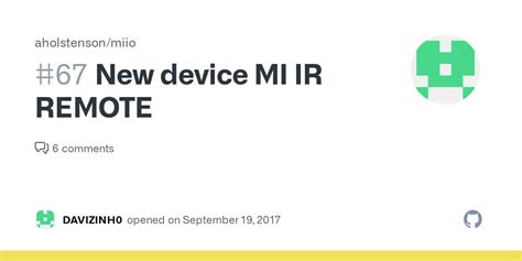 New Device Mi Ir Remote · Issue 67 · Aholstensonmiio · Github