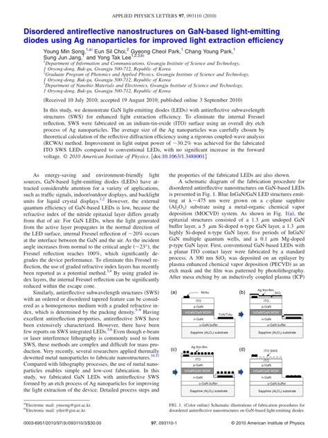 Pdf Disordered Antireflective Nanostructures On Gan Based Light
