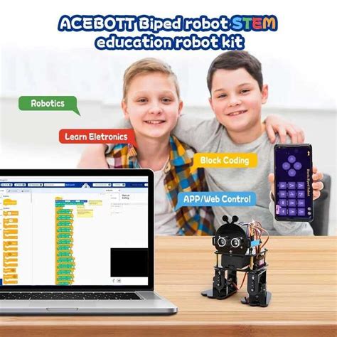 bionic acebott biped robot kit for arduino esp32 diy dancing electronic toy app control scratch