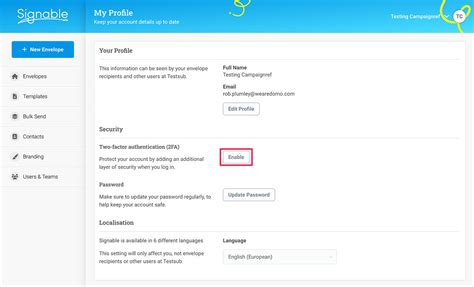 what is 2fa how do i enable disable it signable help centre