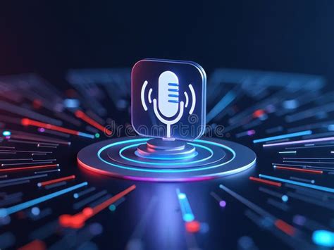 A Futuristic 3d Voice Assistant Icon With Wave Lines Floating In A Sci