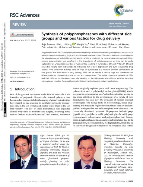 Pdf Synthesis Of Polyphosphazenes With Different Side Groups And