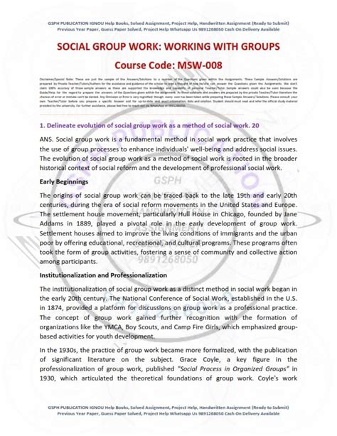 Ignou Msw 08 Solved Assignment 2024 25 English Medium Ignou Solved
