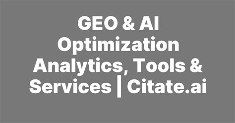 Ai Optimization Analytics Geo And Ai Optimization Analytics Tools