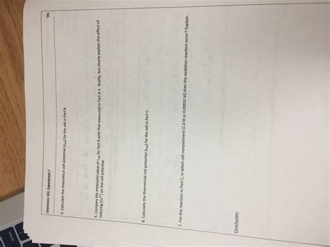 solved chemistry 102 experiment 7 data and observations